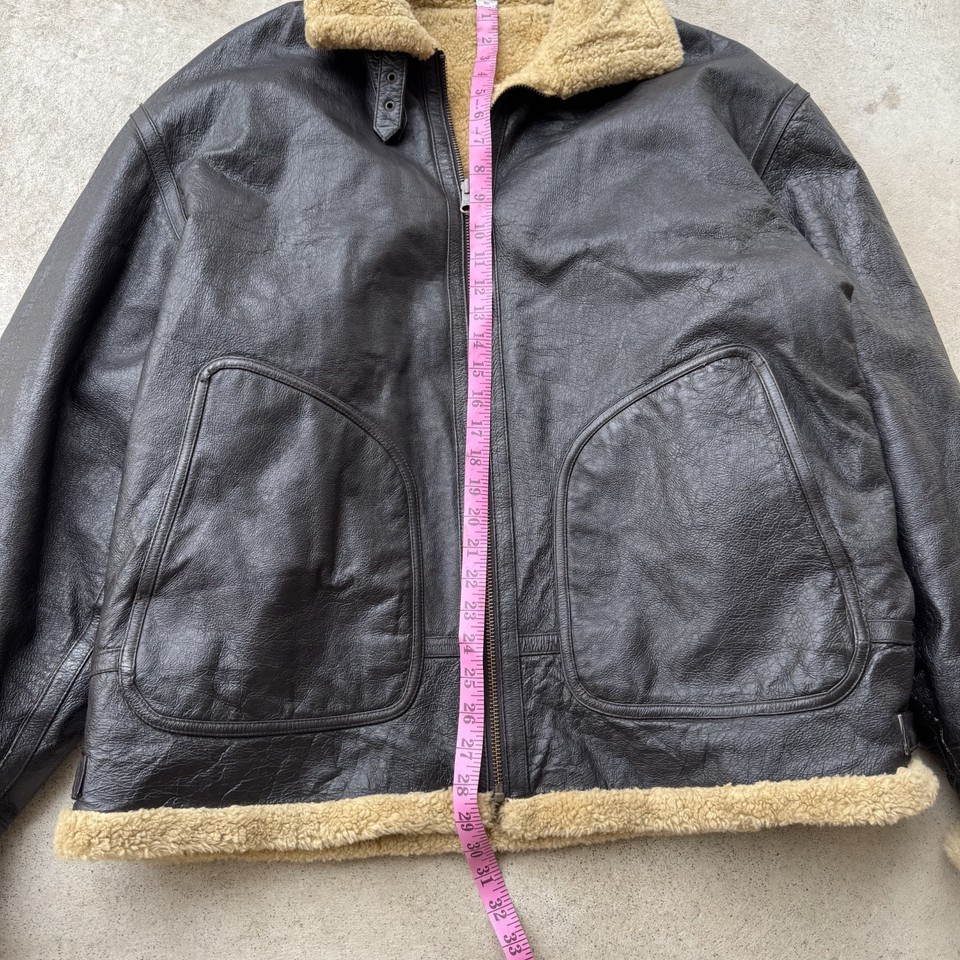 Vintage Wilsons Leather Bomber Aviator jacket Sherpa Lined Coat Mens XL ...