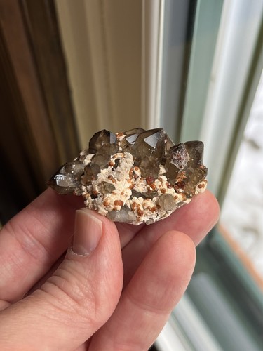 Spessartine Garnets and Smoky Quartz on Microline Feldspar Tongbei ...