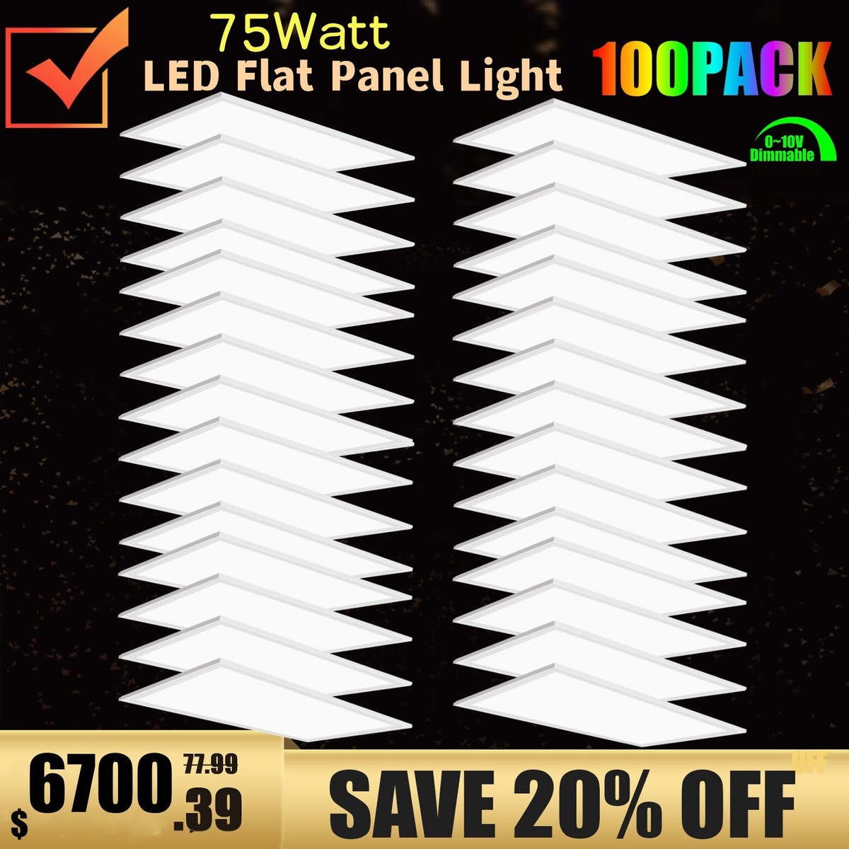 Led 2x4 Drop Ceiling Light Fixtures IP65 Recessed LED Panel Light