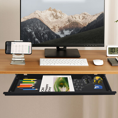 Slide Out Under Desk Keyboard Tray Pull Out Keyboard Drawer Shelf Space ...