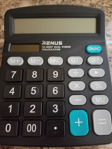 Renus Electronic Office Calculator for Solar Battery LCD 12 DIGIT Large ...
