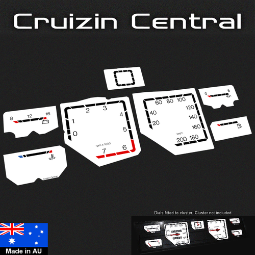 Plastic WHITE DECALS for Holden Commodore VK gauge speedo tacho sticker ...