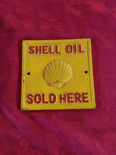 Shell Motor Oil "SHELL OIL SOLD HERE" Cast Iron Plaque Sign | eBay