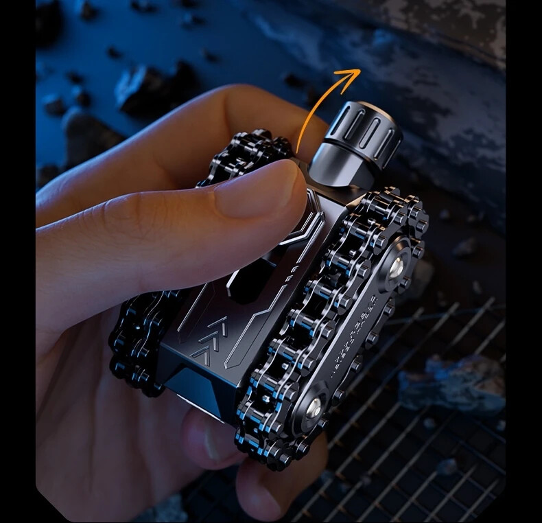 EDC Tank Roller Fidget Spinner Metal Ratchet Push Card Slider Fingertip ...