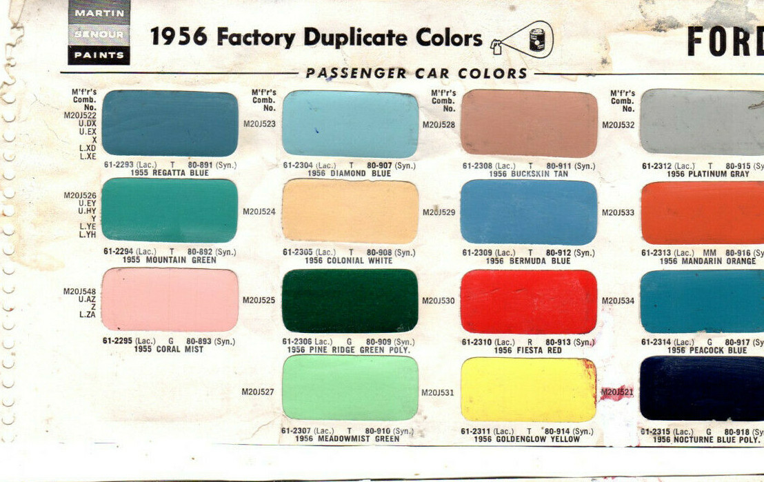 1956 Lincoln Paint Colors Periwinkle Fords & Color Charts