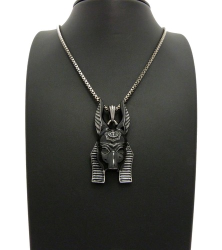 NEW EGYPTIAN ANUBIS HEAD PENDANT & 3mm/24" BOX CHAIN HIP HOP NECKLACES ...
