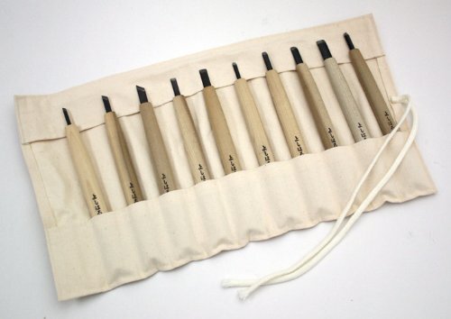 Yoshiharu Cutlery Wood Carving Chisels Cloth Case In 10 Set W-10 MADE ...