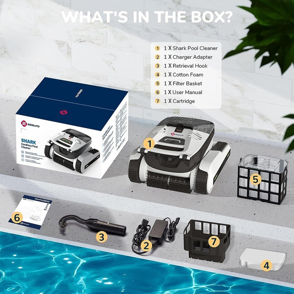 Seauto Cordless Smart Robotic Pool Vacuum | Dual Rollers | App Control ...