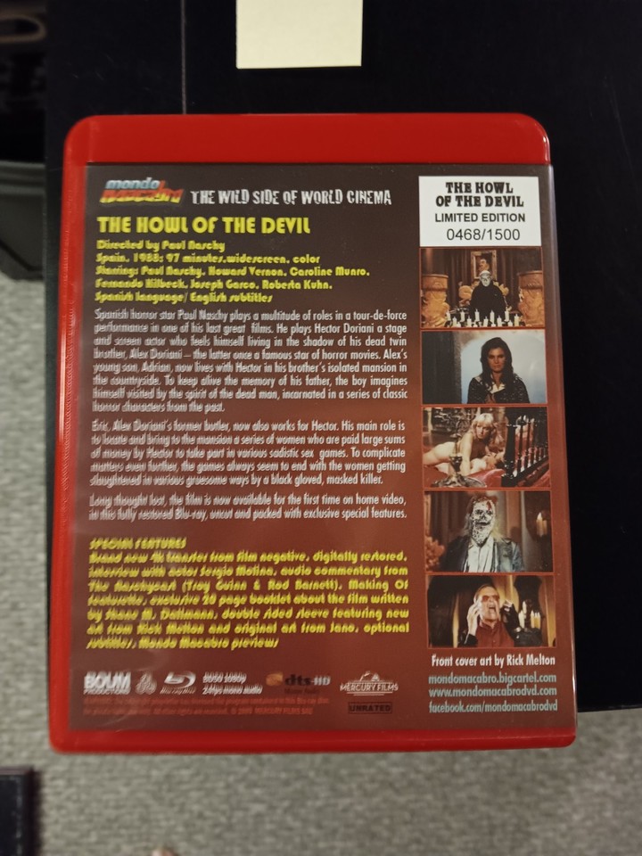 Howl of the Devil Blu-ray 1988 Mondo Red LIMITED Classic Horror Gore ...