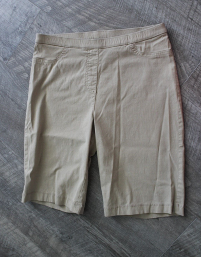 Women's Basic Editions Khaki Tan Bermuda Shorts Sz M Stretch 10" inseam Pockets | eBay