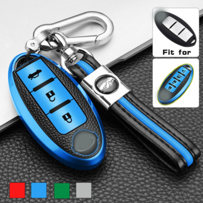 TPU Leather Protect Car Key Fob Cover Case Shell w/ Chian For Infiniti ...