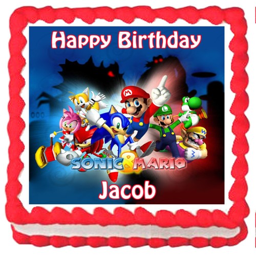 MARIO BROS AND SONIC Party Edible Cake topper image | eBay