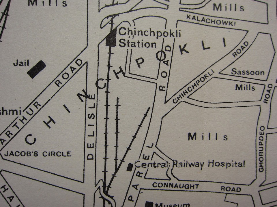 1959 India / Pakistán Tourist Mapa ~ Bombay Norte & Parel Ciudad Plan ...