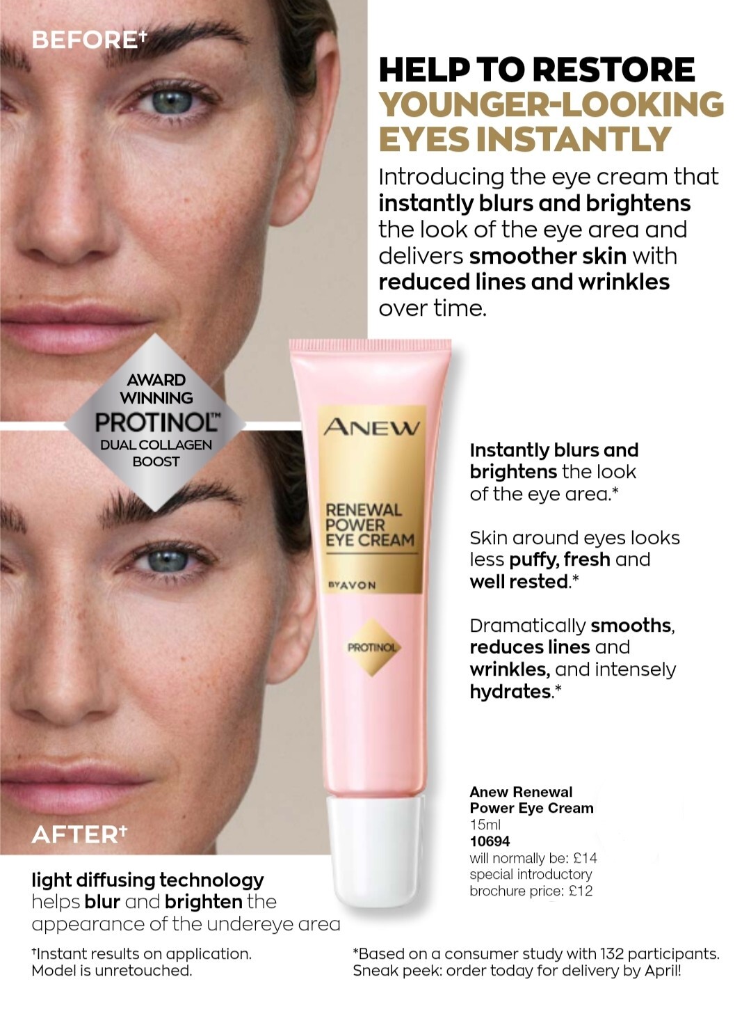 3x Avon Anew Renewal Power Eye Cream with Protinol, 15ml | Pack of 3 ...