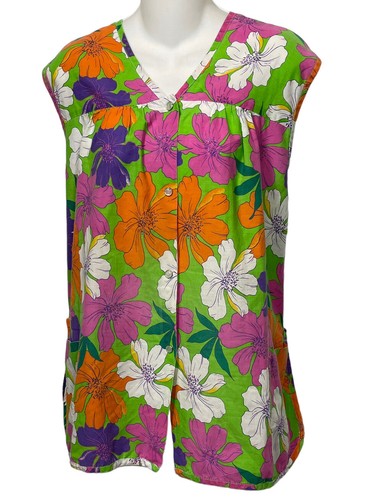 Vintage Moon Dance Apron Shirt Plus Size 2X 60's 70's Floral Fabric ...