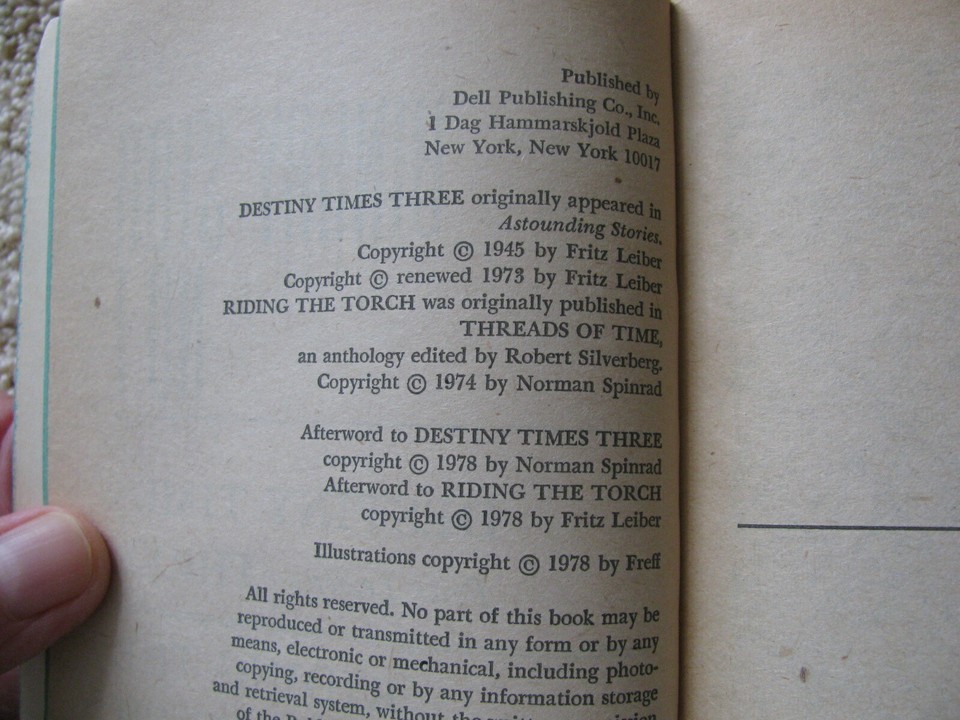 Vintage: Two in One: Destiny Times Three by Fritz Leiber AND Riding the ...