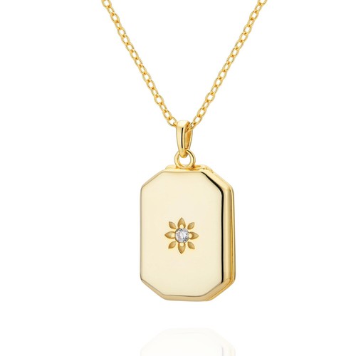 925 Sterling Silver 14K Gold Plated Rectangular Coin Lotus Photo Locket ...