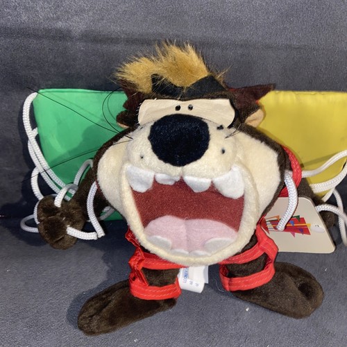 Vintage 1999 TAZ Parachute Hanging Warner Bros Six Flags Plush 6inch ...