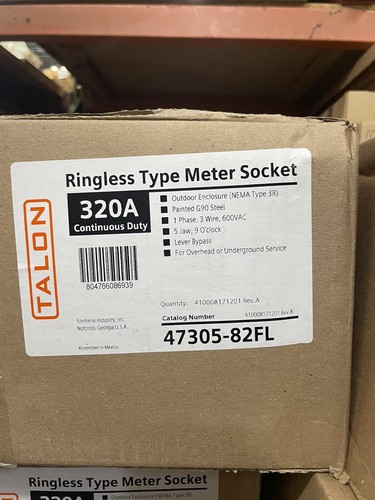 Siemens 320 / 400 Amp 47305-82FL Meg Rated Meter Socket | eBay