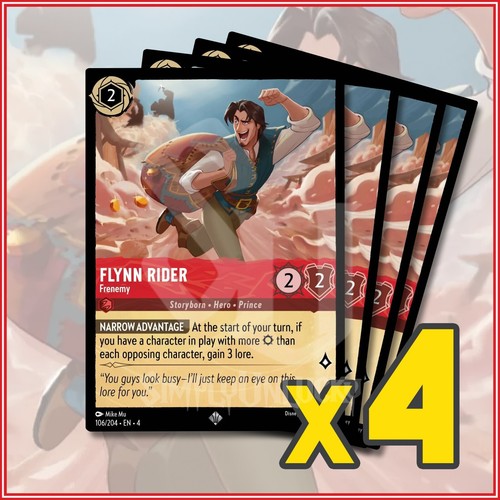 Disney Lorcana TCG: FLYNN RIDER - FRENEMY x4 Ursula's Return Super Rare ...
