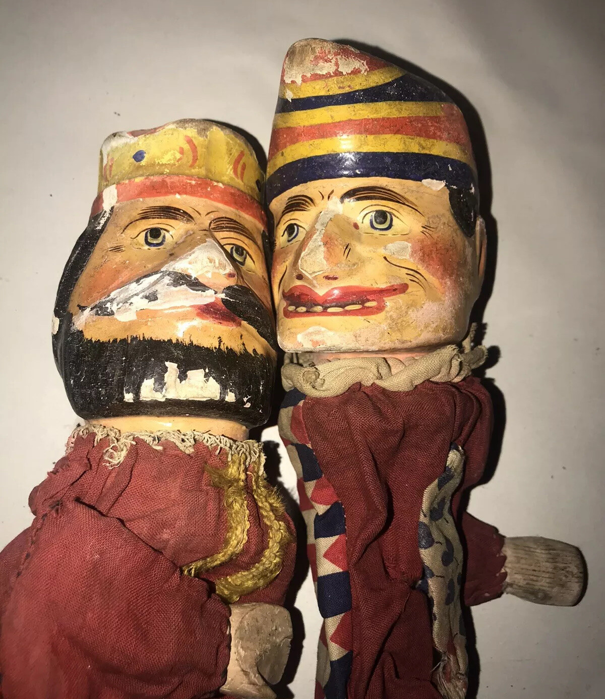 Antique German Carved Wood & Painted Punch And King Puppets | eBay