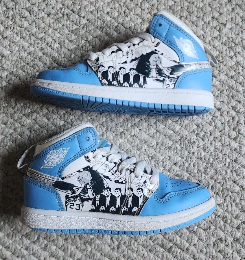 Nike Air Jordan 1 MID SS (PS) White University Blue DR6493 Nike Air Jordan 1 MID SS (PS) White University Blue DR6493