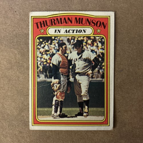 1972 Topps Baseball Thurman Munson In Action New York Yankees Card #442 ...