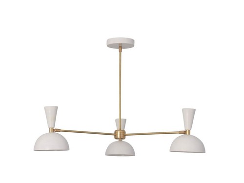 Lampadario grande 3 luci a sospensione metà secolo moderno ottone ...