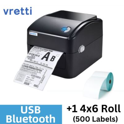 VRETTI Thermal Label Printer Bluetooth USB Windows & Mac 4x6 60x30mm ...