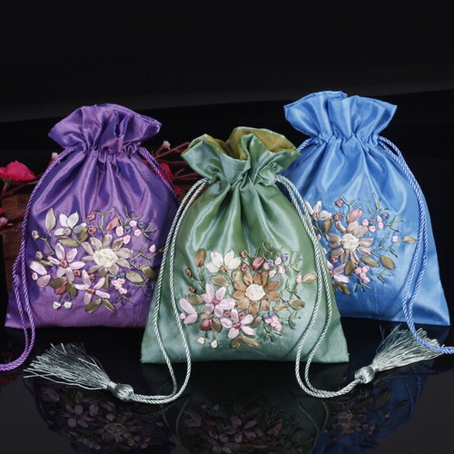 14x Chinese Floral Embroidery Jewelry Storage Pouch Bag Drawstring Gift ...