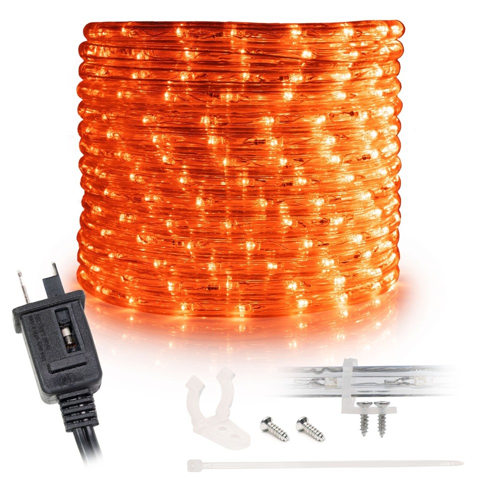 Orange LED Rope Light 10' 25 50 100 150ft, Connectable Indoor Outdoor ...