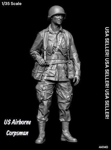 1/35 Resin Figure WWII US Paratrooper Medic Corpsman Standing Model Kit ...