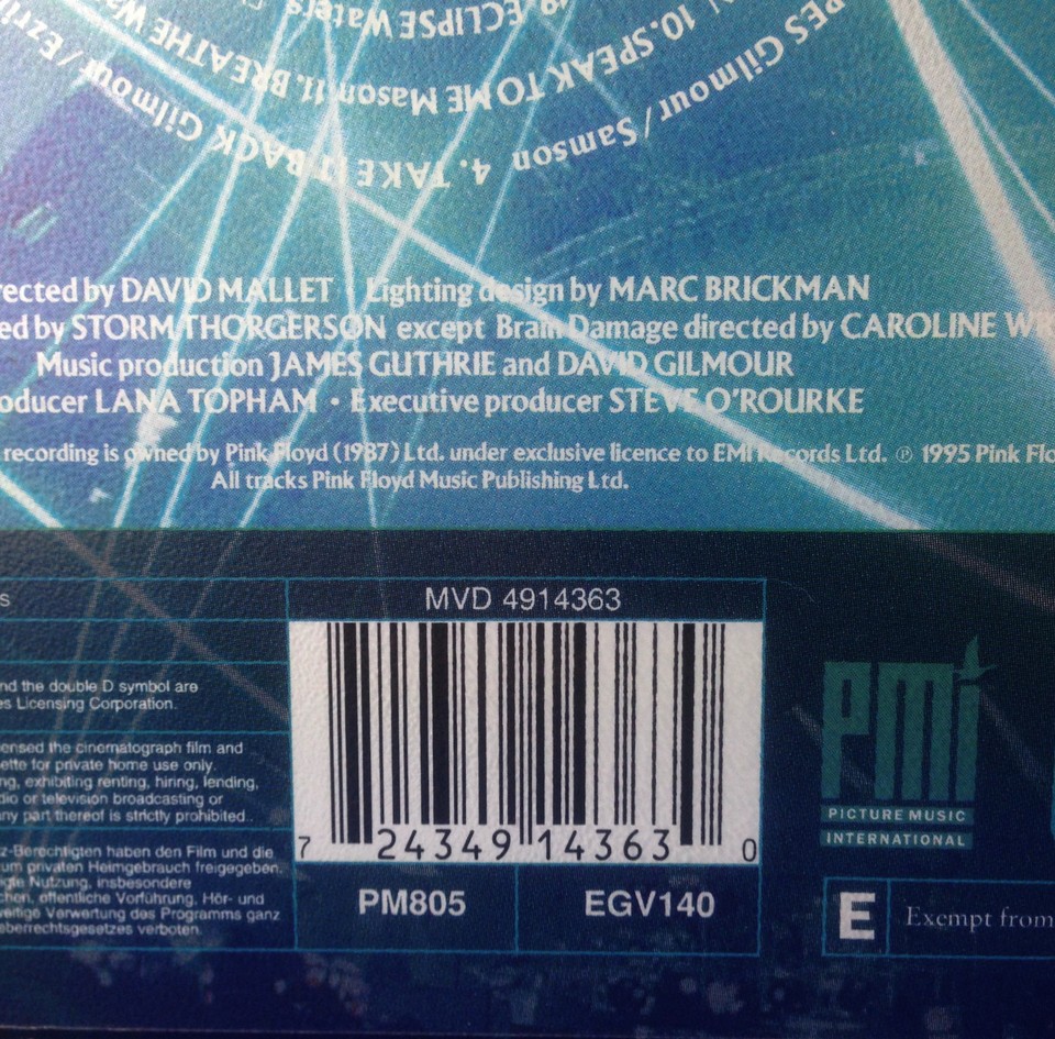 PINK FLOYD: Pulse Earl's Court (ULTRA RARE OUT OF PRINT 1995 PAL VHS ...