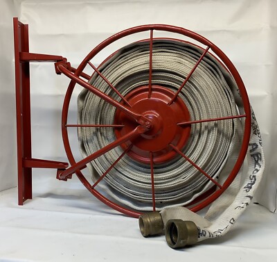 Wirt & Knox Style Wall Mounted Fire Hose Reel w/ Hose Industrial Retro ...