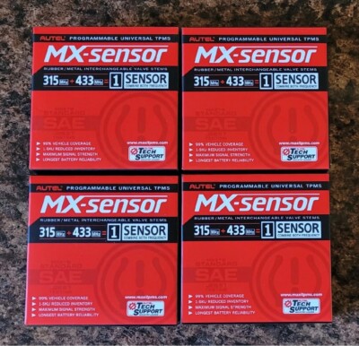 4pc Autel MX-Sensor Universal Programmable TPMS Rubber 315MHz&433MHz 1 ...