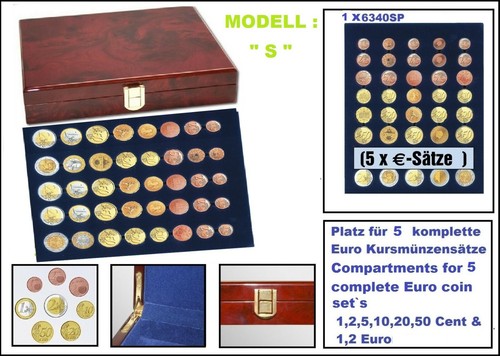 Root Wood Coin Box EURO-course-coins-sets Safe 5792 S 5x 1 Cent | eBay