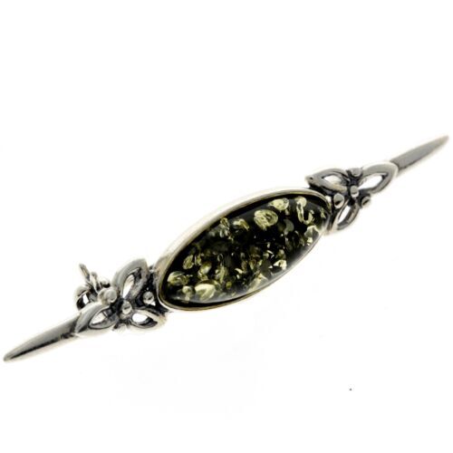 925 Sterling Silver & Genuine Baltic Amber Classic Celtic Brooch ...
