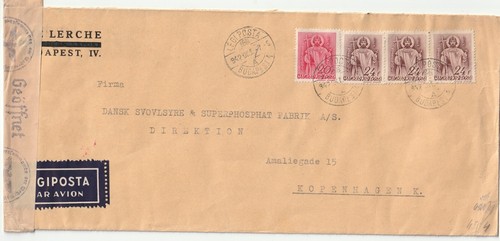 HUNGARY: Censored airmail cover Budapest to Denmark 1942. | eBay