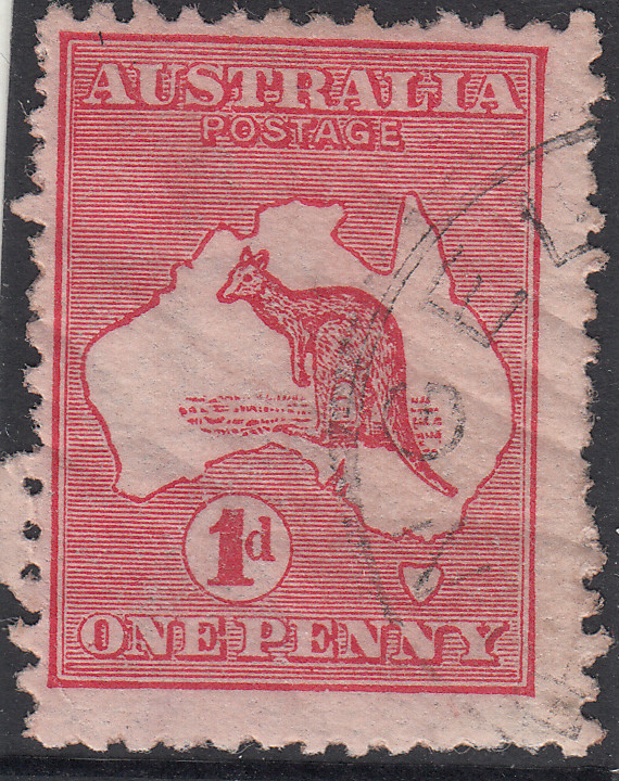 RARE stamp Australia 1d red Kangaroo die 2A variety BIG CRACK in state ...