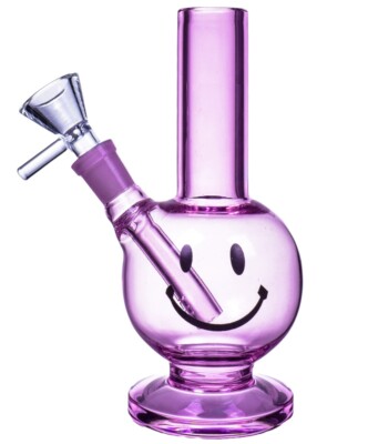 Cute Bong Smiley Face Bong MINI Bong Glass Water Pipe GIRLY Bong PINK ...