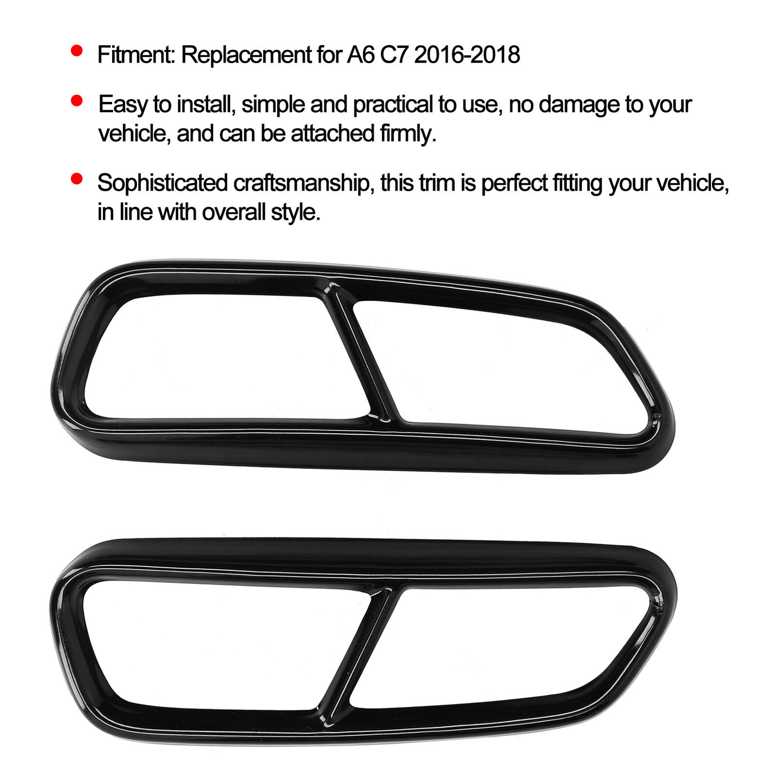 Car Quad Exhaust Tip Trim Stainless Steel Gloss Black Fit For C7 2016 ...