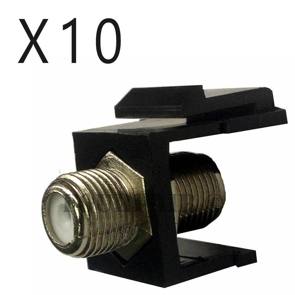 10 Pack Lot F-81 Coax Keystone Jack Snap-In Cable TV Coupler Connector ...