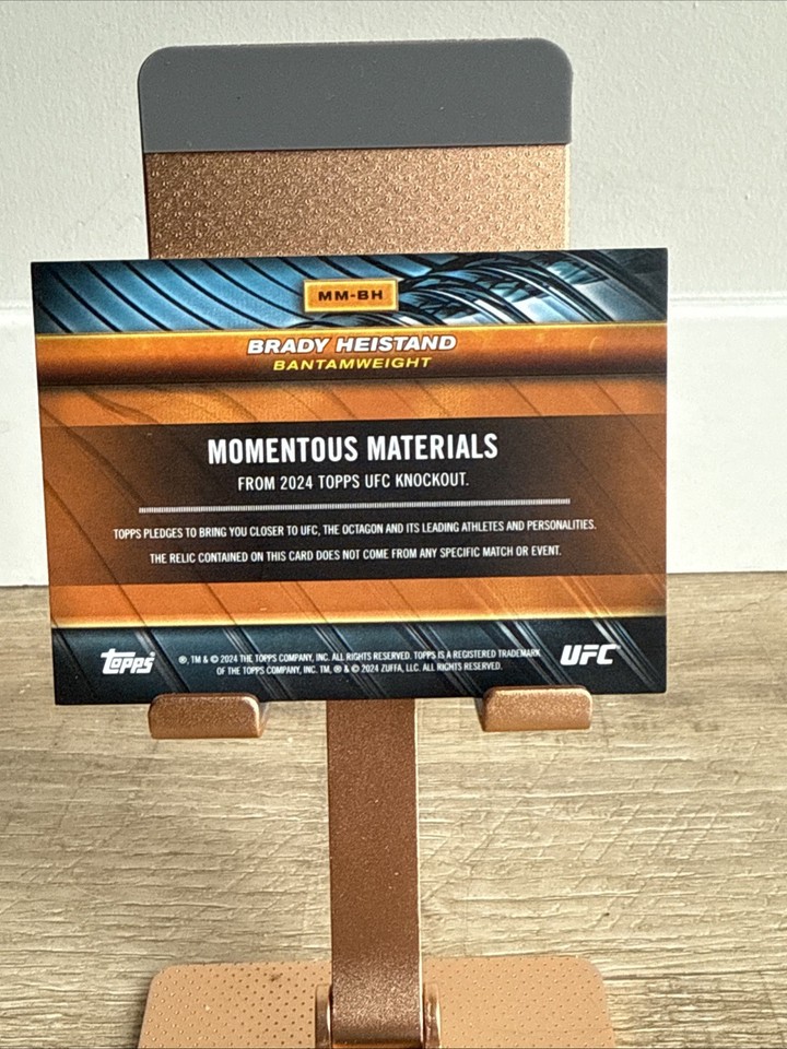 2024 Topps UFC Knockout Brady Heistand RC Momentous Materials Gold 2/8 ...