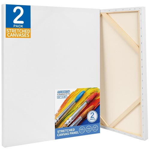 FIXSMITH Stretched Canvas for Painting 24x36 Inch, 2 Pack,Primed Large ...