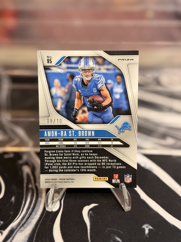 2024 Panini Prizm Amon-ra St. Brown #95 True Gold Prizm 08/10 NM+ Grade ...