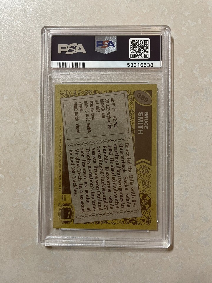1986 Topps Bruce Smith Rookie Card. PSA 7 NM. Bills & NFL HOF | eBay