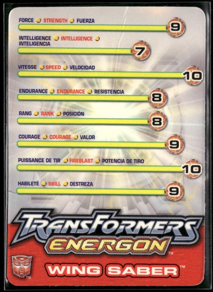 2004 Transformers Energon Character Profile Card - Wing Saber - Multi ...