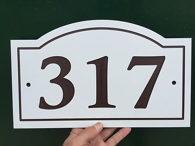 Arched House Number Sign Address Plaque White/Brown 1/4" King ColorCore ...