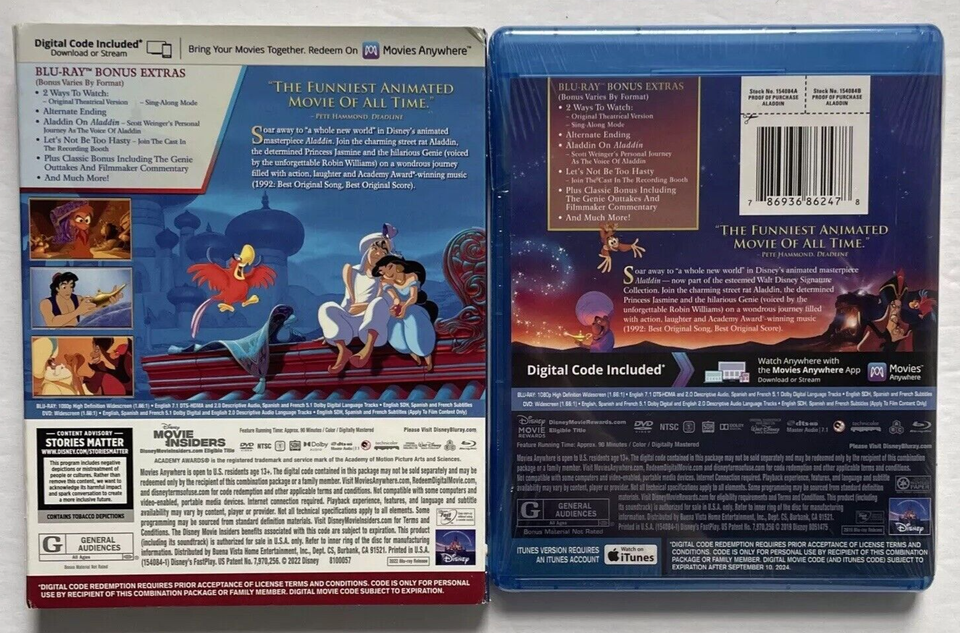 Aladdin (Walt Disney 30th Anniversary Collection) (Blu-ray, 1992) DVD ...