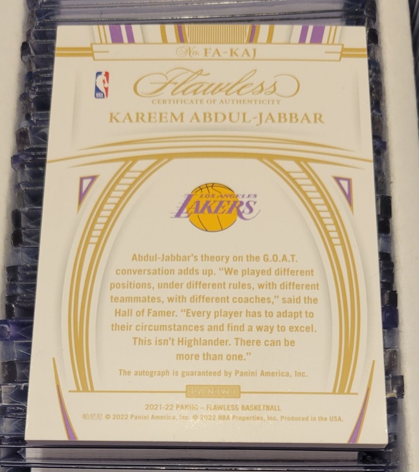 KAREEM ABDUL-JABBAR 2021 PANINI FLAWLESS AUTO AUTOGRAPH CARD #3/15! | eBay